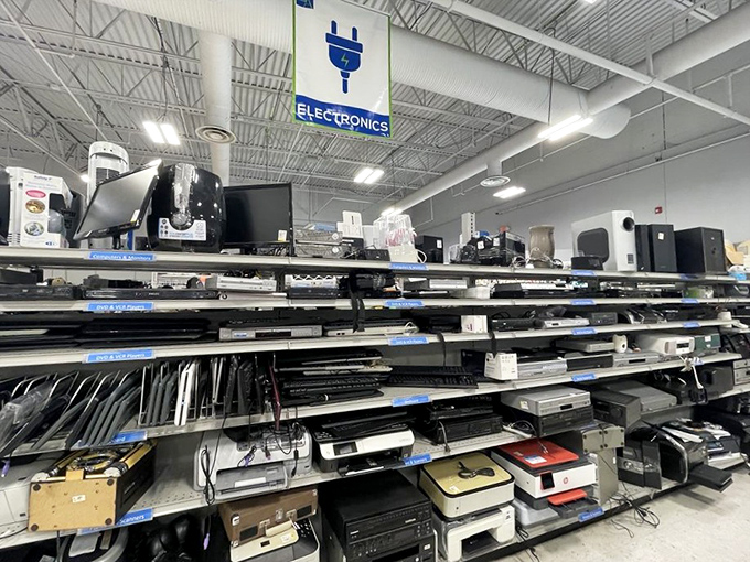 The electronics section: where yesterday's cutting-edge gadgets find new purpose. That vintage stereo receiver might just deliver the warm sound your vinyl collection craves.