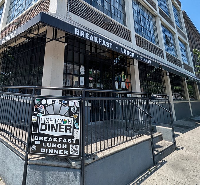 "Breakfast, Lunch, Dinner" isn't just signage&mdash;it's a promise that whatever time you arrive, something delicious awaits behind those doors.