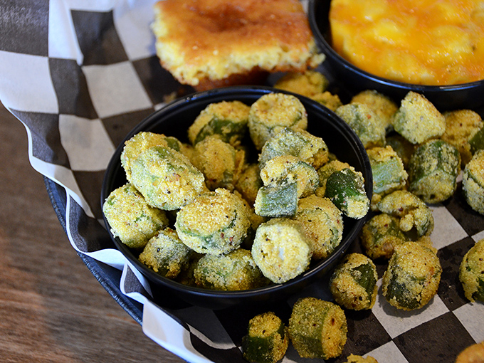 Fried okra that could convert even the most stubborn vegetable skeptic. These golden nuggets deliver a satisfying crunch that's practically addictive.