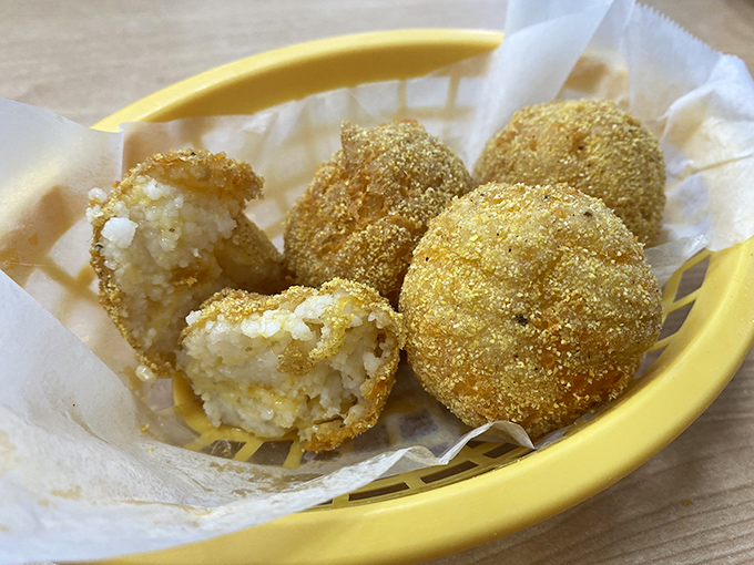 Fried grits balls&mdash;crunchy on the outside, creamy on the inside&mdash;are what happens when comfort food decides to dress up for a night out.