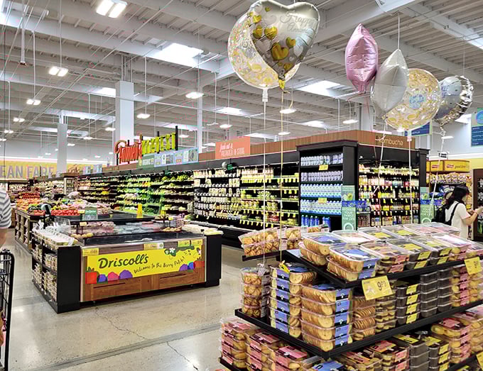 Even grocery stores show up here because apparently saving money is contagious in this magical retail wonderland.