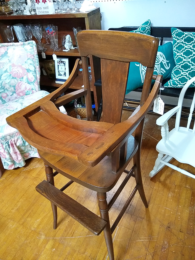 This isn't just a high chair&mdash;it's a wooden time machine that's witnessed decades of first birthdays, mashed peas, and "here comes the airplane" moments.