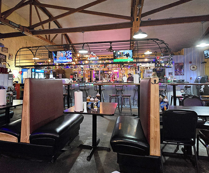 Booth seating and a well-stocked bar create that perfect "neighborhood joint" vibe where everybody might not know your name yet, but they'll remember your order.