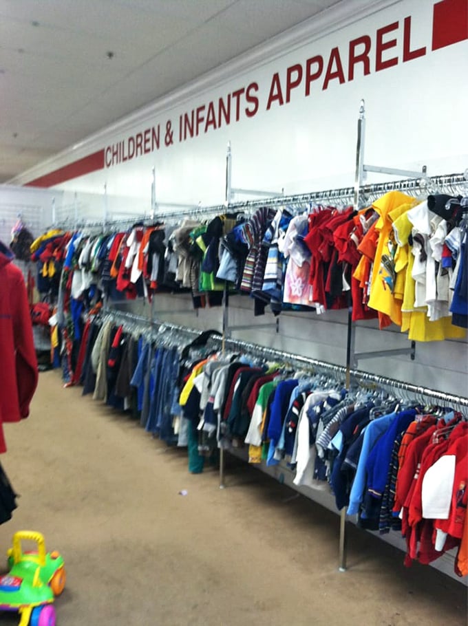 The kids' section: where outgrown but barely worn treasures await growth spurts and playground adventures.