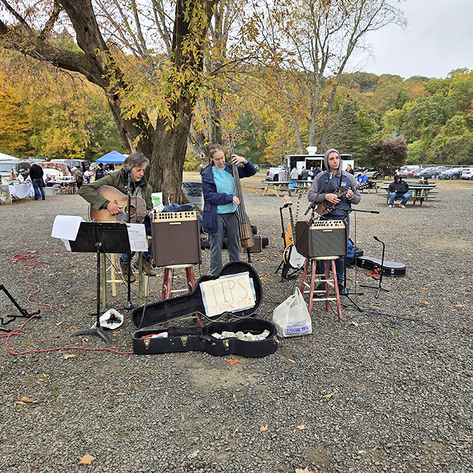 Live music adds the perfect soundtrack to a fall afternoon of browsing, proving that not all treasures at the market are tangible.