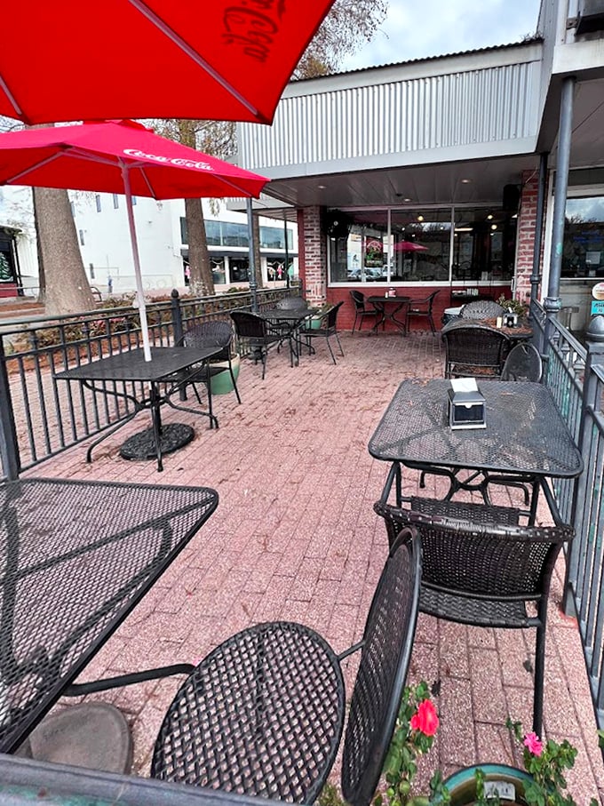 The outdoor patio at Dwyer's offers fresh air with your fresh coffee&mdash;a perfect perch for people-watching in downtown Lafayette.