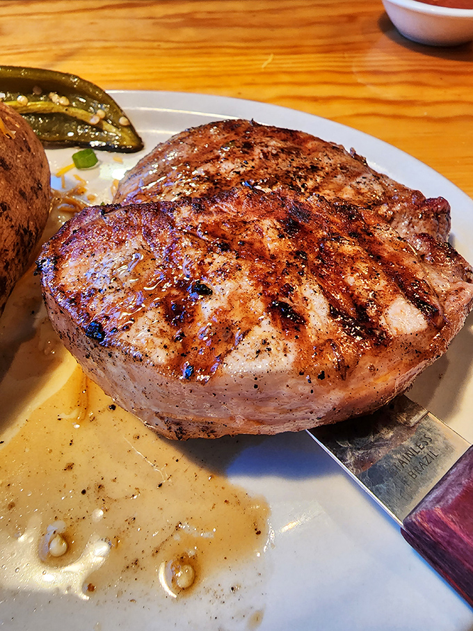 This pork chop isn't playing second fiddle to beef&mdash;it's the headliner of its own show, juicy and perfectly seasoned.