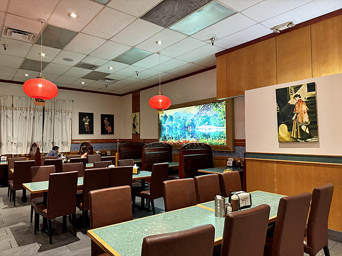 The dining room awaits its next wave of hungry guests, with comfortable seating and just enough ambiance for a satisfying meal.