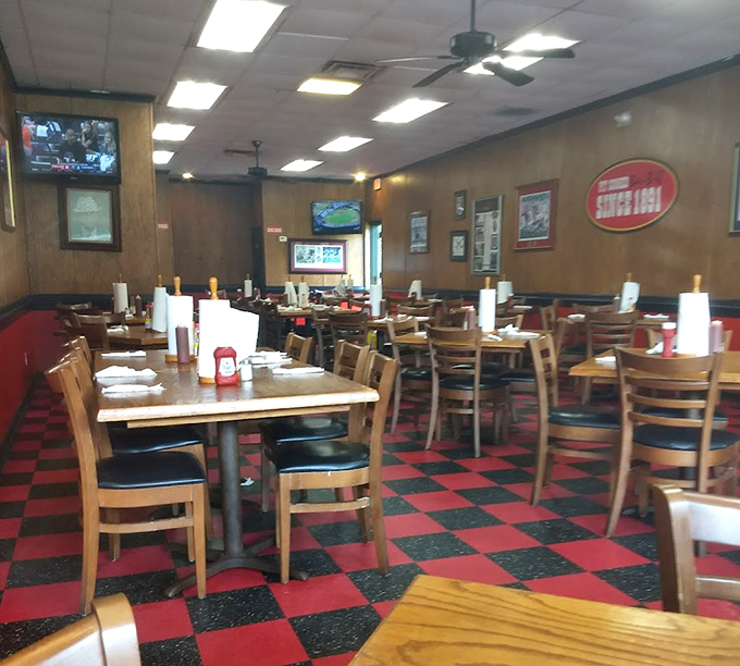 The checkered floor pattern guides you straight to happiness&mdash;or maybe that's just the aroma pulling you forward.