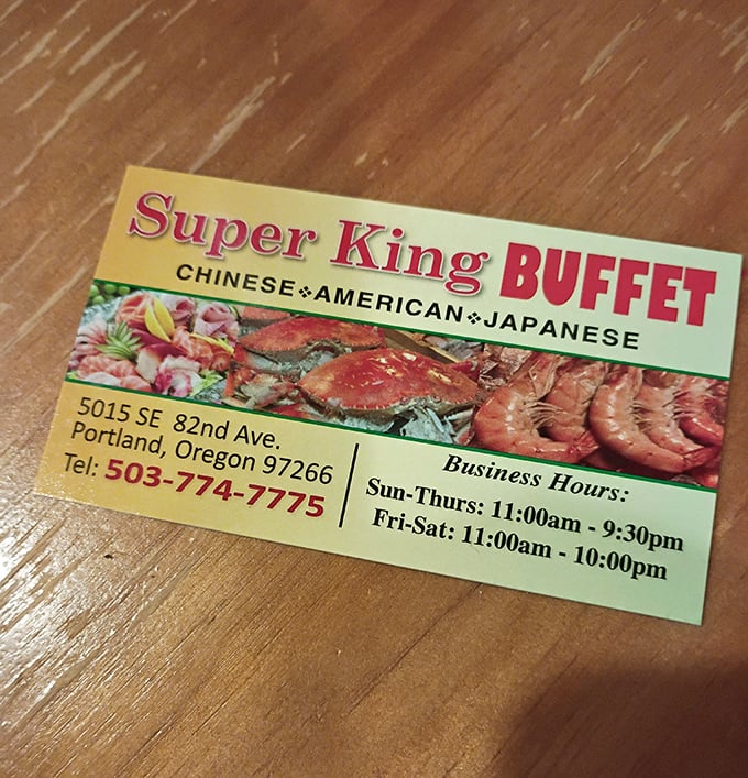 The business card reveals the triple threat &ndash; Chinese, American, and Japanese cuisines all under one roof. A united nations of flavor.