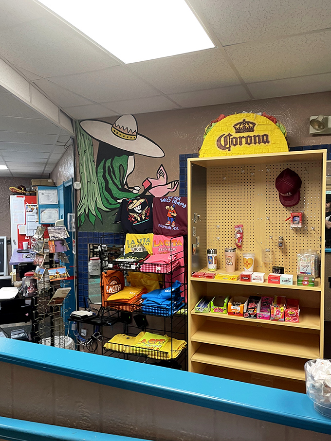 Even the merchandise corner embraces the vibrant spirit of the place. That cactus mural isn't just decoration&mdash;it's a mission statement.