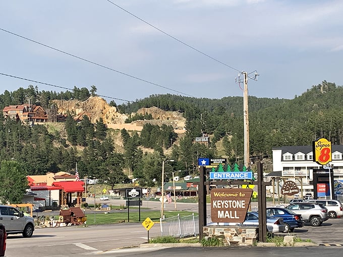 Keystone Mall's welcome sign might be humble, but it marks the entrance to a shopper's paradise nestled improbably among the pines.