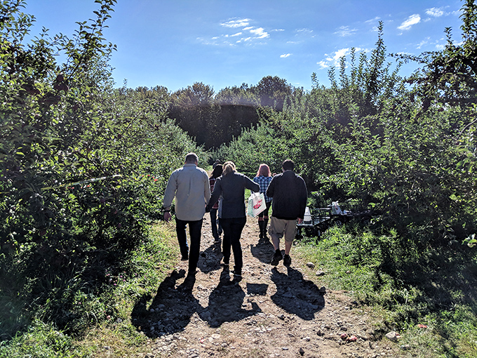 The orchard transforms strangers into temporary family as they share the timeless ritual of harvest. Some traditions never need updating.
