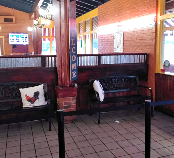 Even the waiting area feels like coming home. That rooster pillow isn't just decor—it's a hint at the farm-fresh goodness awaiting inside.