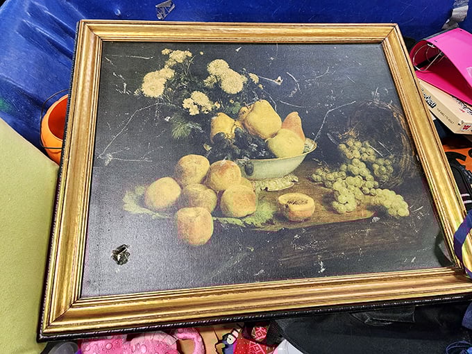 Still life with second chances. Someone's discarded wall art becomes another's statement piece &ndash; the circle of decorative life continues.