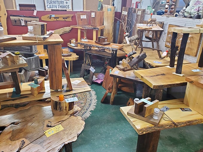 Furniture that brings the outdoors inside. These live-edge wooden tables showcase nature's craftsmanship enhanced by human ingenuity.