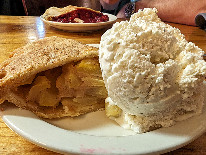Apple pie with ice cream &ndash; proof that dessert for breakfast isn't just acceptable, it's practically a constitutional right when it looks this good.