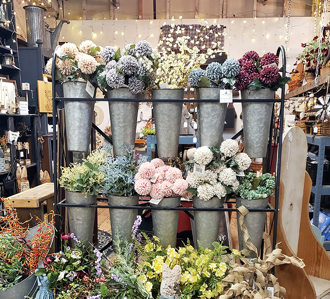 Galvanized flower buckets arranged with military precision. Your porch is incomplete without this floral battalion standing guard.
