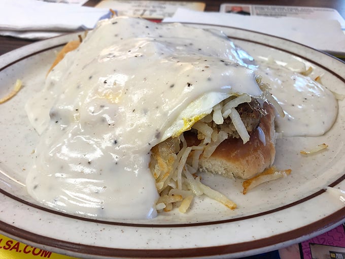 Biscuits and gravy&mdash;the breakfast equivalent of a warm hug from someone who genuinely means it, smothered in peppery, sausage-studded affection.