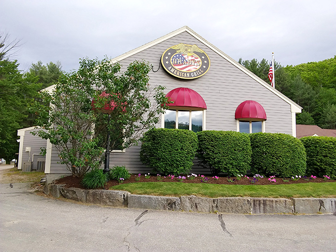 Brady's American Grill's cheerful exterior promises comfort food classics. Those red awnings signal a judgment-free zone for indulging your appetite.