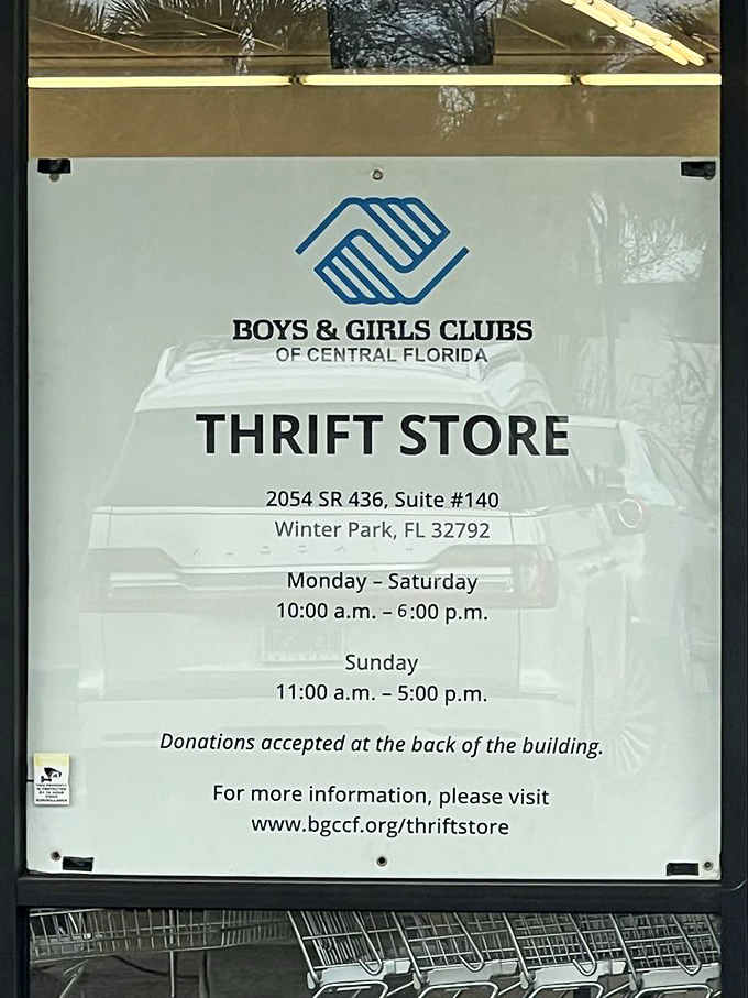 The store hours sign: a roadmap to treasure hunting success and a reminder that even thrift stores need a moment to catch their breath.