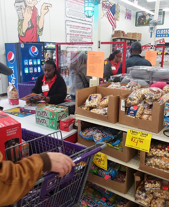 The checkout experience: where treasures meet their new owners and impulse buys make last-minute jumps into purple carts before heading to their forever homes.
