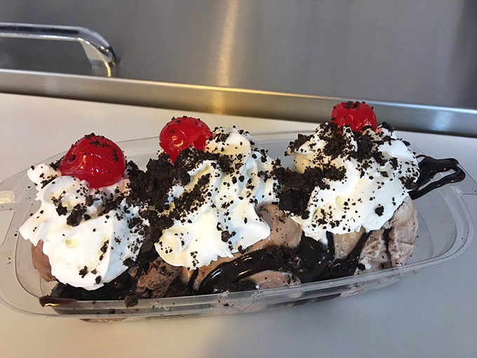 Even dessert gets the nostalgic treatment &ndash; this sundae looks like it should be shared at the sock hop after winning the big game against Central High.