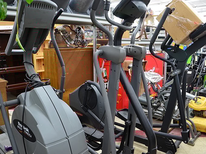 Exercise equipment stands ready for second chances. Someone's abandoned New Year's resolution could become your fitness success story.