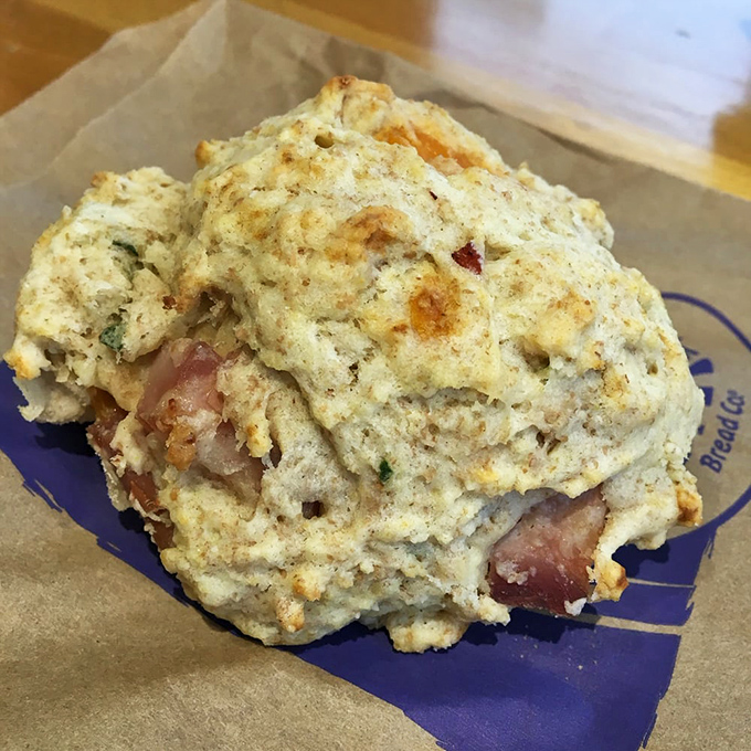 This ham and cheese biscuit isn't messing around. It's the breakfast equivalent of showing up to work early and already finishing three tasks.