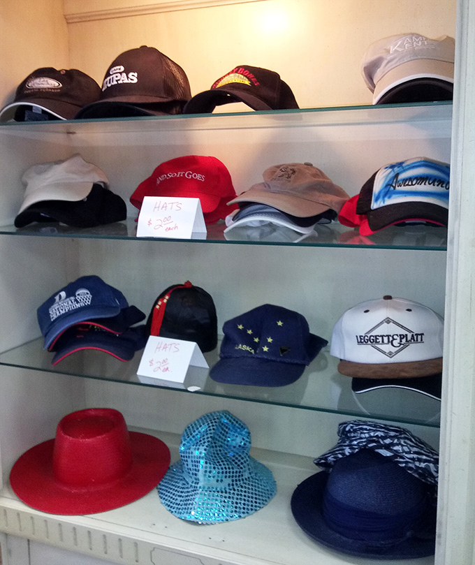 Hat department or time capsule? From trucker caps to Sunday church toppers, this collection spans decades of headwear fashion statements.