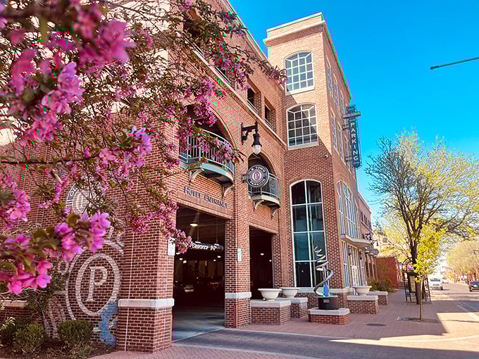 Spring blossoms frame the Hotel at Old Town's brick fa&ccedil;ade, proving that Wichita knows how to dress up for the season.