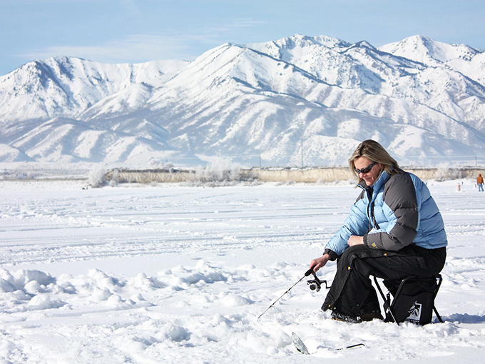 Ice fishing: where patience meets thermal underwear. Winter transforms Hyrum Reservoir into a different kind of playground for the cold-tolerant.