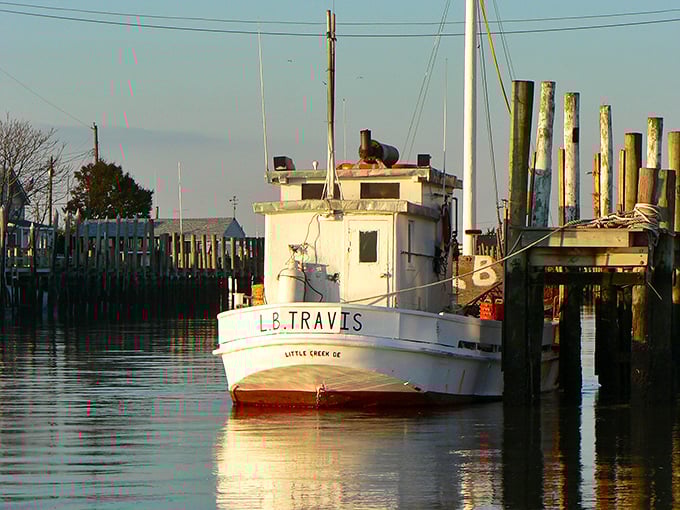 The L.B. Travis fishing boat rests between adventures. If boats could talk, this one would have enough stories to fill the Library of Congress.