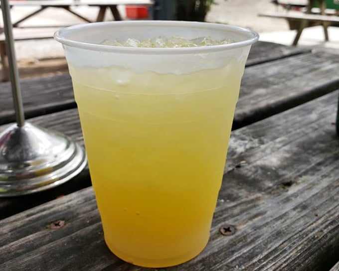 Lemonade so yellow it's competing with the building's exterior. Nature's Gatorade for the chalk-handed climbing crowd.