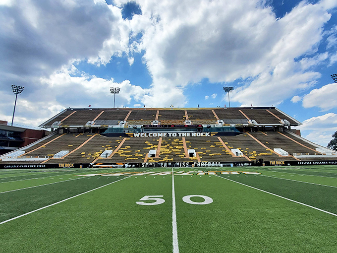 "The Rock" awaits the roar of Golden Eagles fans. M.M. Roberts Stadium: where strangers become instant friends over shared cheers and collective groans.
