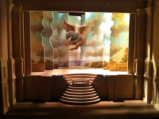 A mythical creature descends through painted clouds in this theatrical display&mdash;part art installation, part beautiful hallucination.