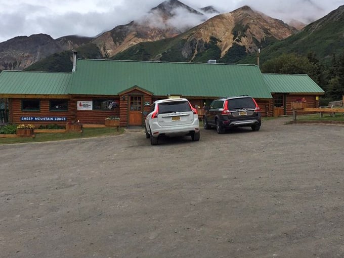 The unassuming entrance to flavor paradise. Those mountains stand guard over what might be Alaska's most delicious hidden gem.