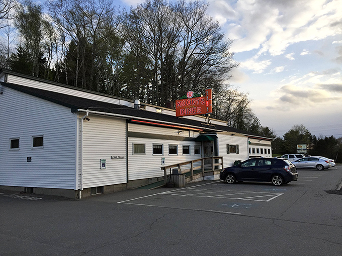 No fancy valet service, just honest parking for honest food. Moody's exterior is as unpretentious as its delicious offerings.