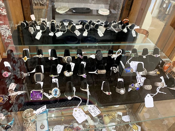 A treasure trove of vintage rings awaits new fingers to adorn. Each one carried someone's hopes, celebrations, and style choices from decades past.