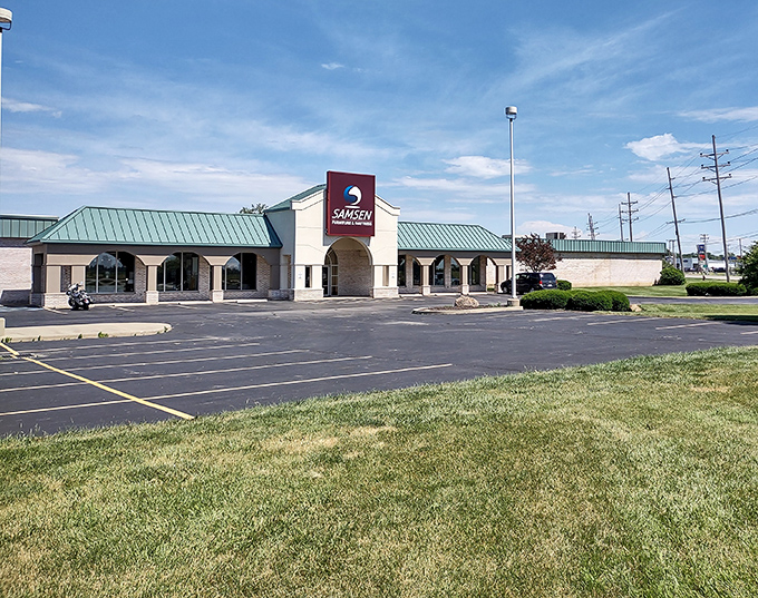 Samsen Furniture's welcoming facade promises the kind of personalized shopping experience that big city retailers try to imitate.