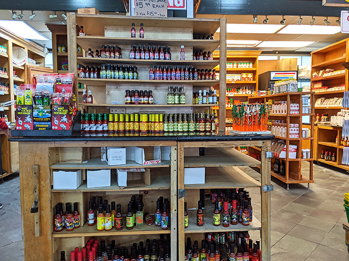 Hot sauce heaven awaits the brave, with bottles of liquid fire promising to transform any bland meal into a Mardi Gras for your taste buds.