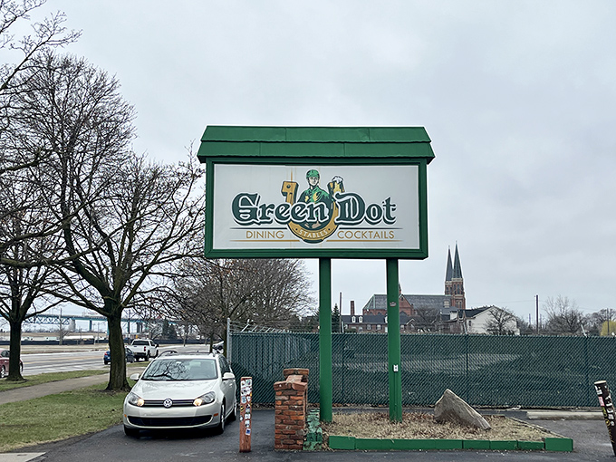 The roadside sign promises "Dining & Cocktails" with equestrian flair. Like a beacon guiding hungry travelers to slider salvation.