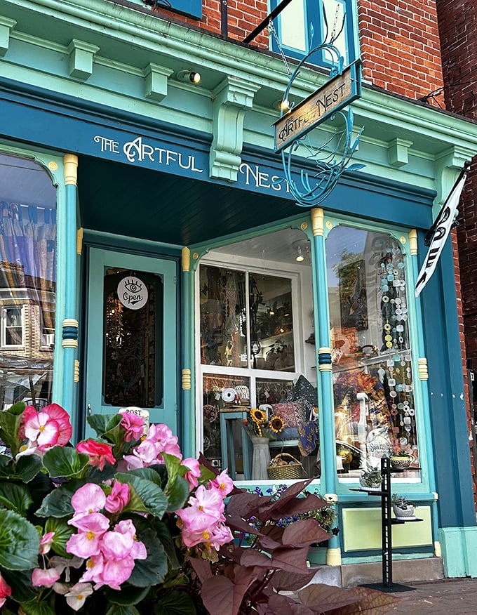 The Artful Nest brings a splash of whimsy to Marietta's streetscape, proving small towns can have big creativity behind those charming storefronts.