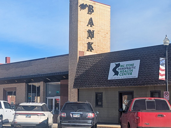 The Bank's distinctive tower remains a downtown landmark, though deposits now involve spinal adjustments rather than cash.