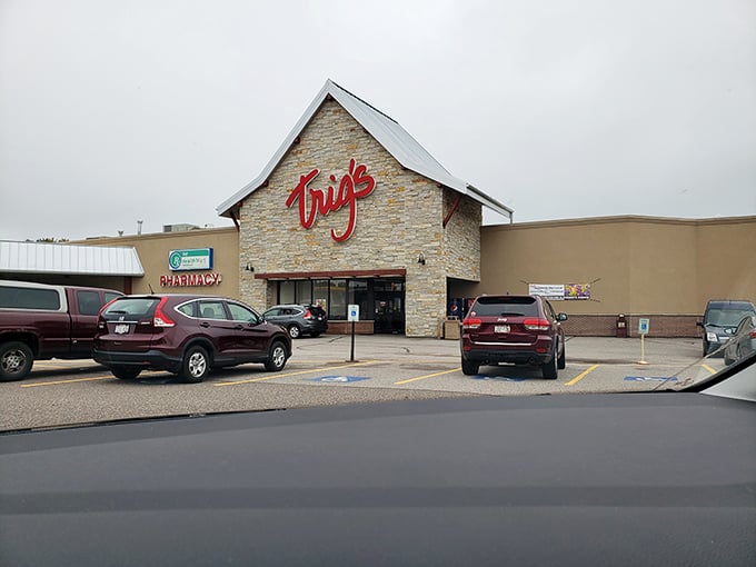 Trig's supermarket stands ready to supply everything from cheese curds to fishing bait. The cornerstone of small-town convenience.