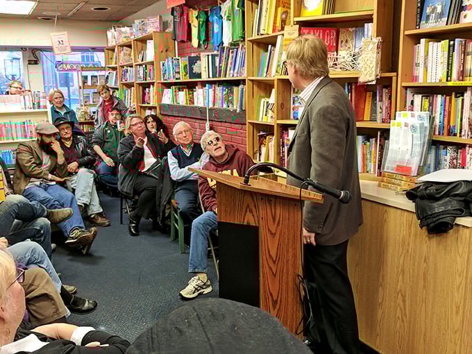 Author events transform these cramped quarters into literary salons. The audience isn't just captive&mdash;they're willingly wedged between shelves.