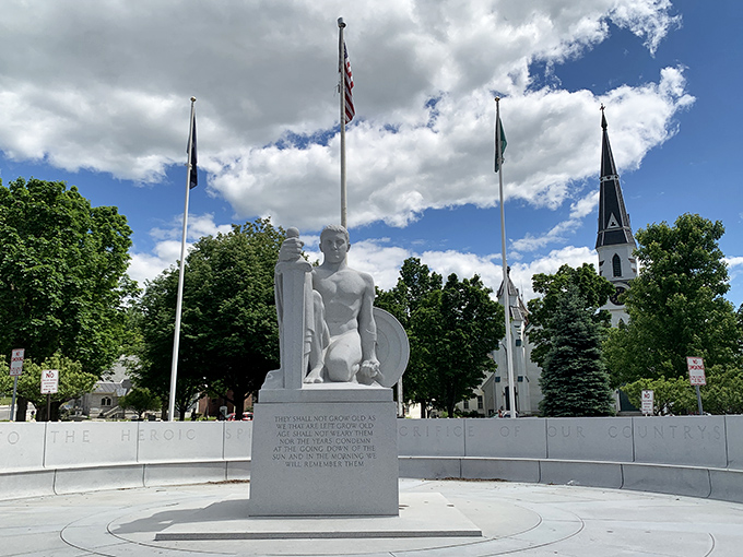 The Youth Triumphant statue stands proudly in Barre's center, a granite reminder of artistry that flows through the town's veins.