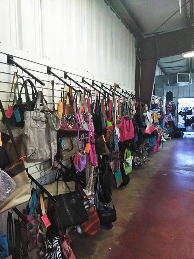 Handbag heaven! From practical totes to evening clutches, each one previously carried someone's essentials and secrets.