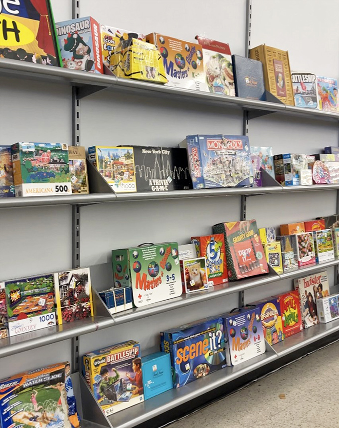 Board game heaven where family game nights of yesteryear are preserved in colorful boxes, just waiting for new competitors.