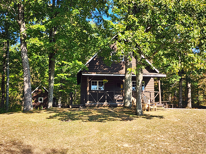 This charming cabin whispers stories of summer evenings and starry nights. Vermont's rustic architecture at its most inviting.
